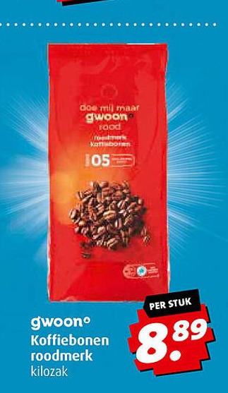 Gwoon koffiebonen roodmerk aanbieding bij Boni