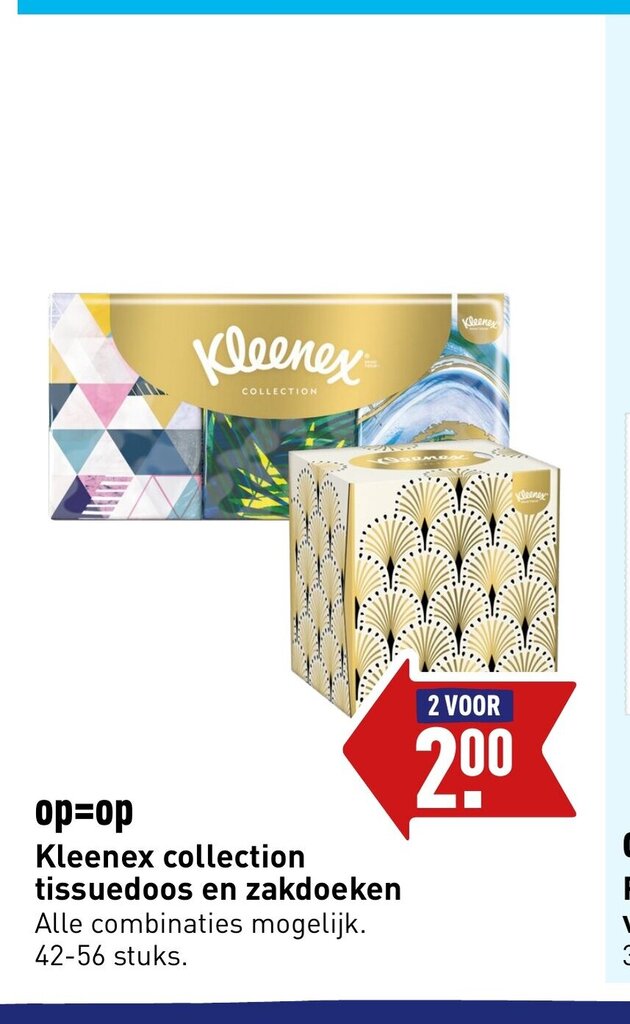 Kleenex collection tissuedoos en zakdoeken 42-56 stuks aanbieding bij ALDI
