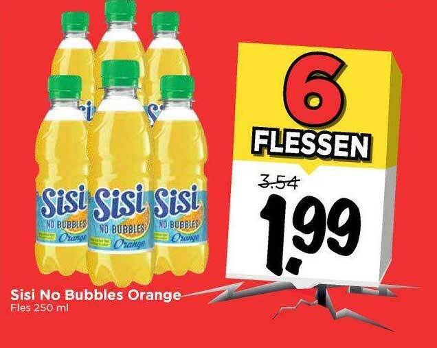 Sisi no bubbles orange 250 ml aanbieding bij Vomar