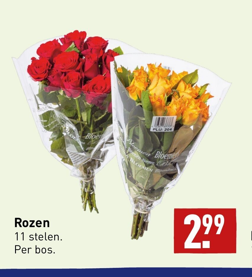 Rozen 11 stelen per bos aanbieding bij ALDI