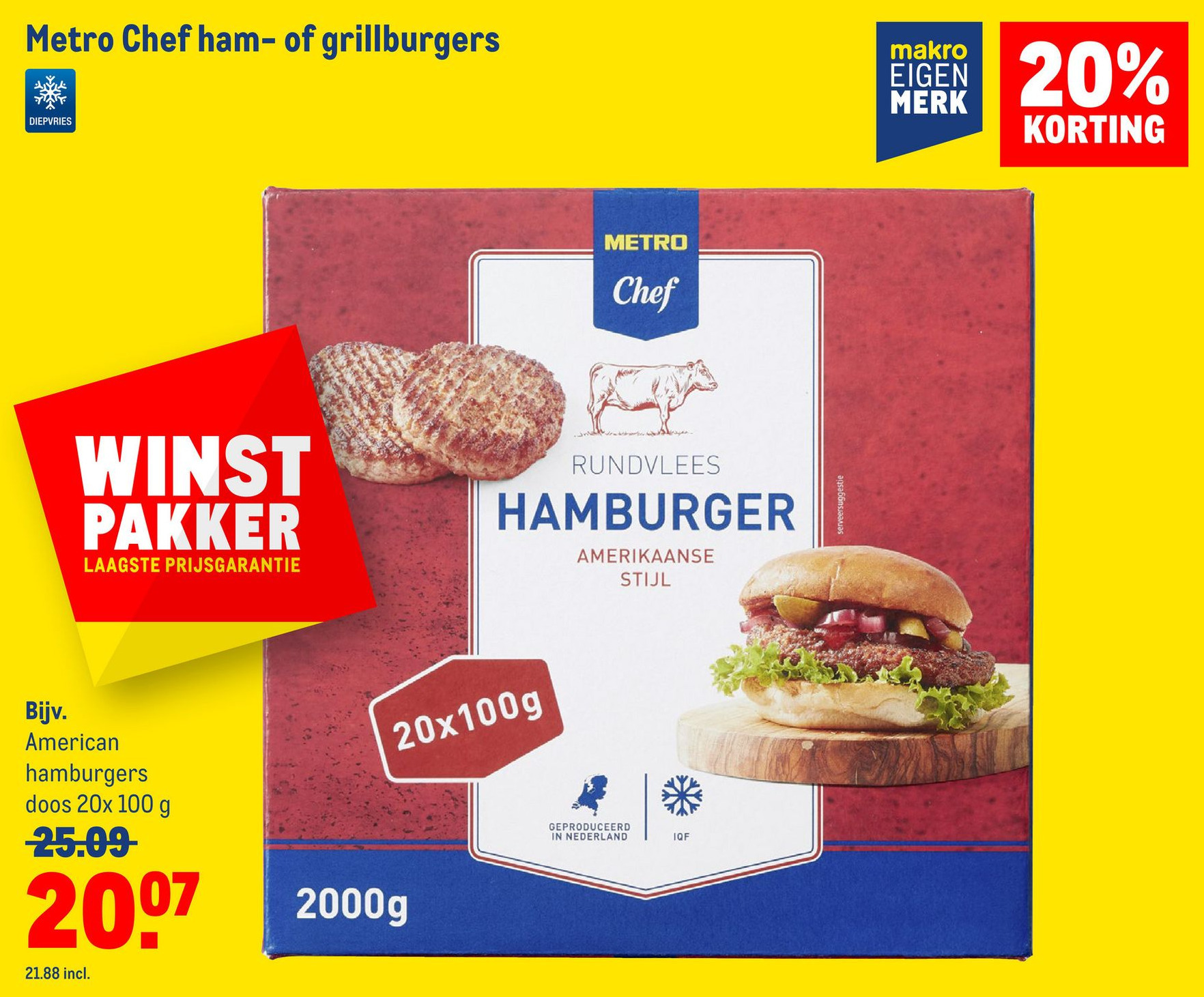Metro chef ham- of grillburgers aanbieding bij Makro