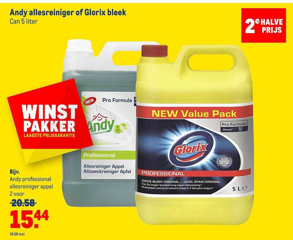 Andy allesreiniger of glorix bleek aanbieding bij Makro