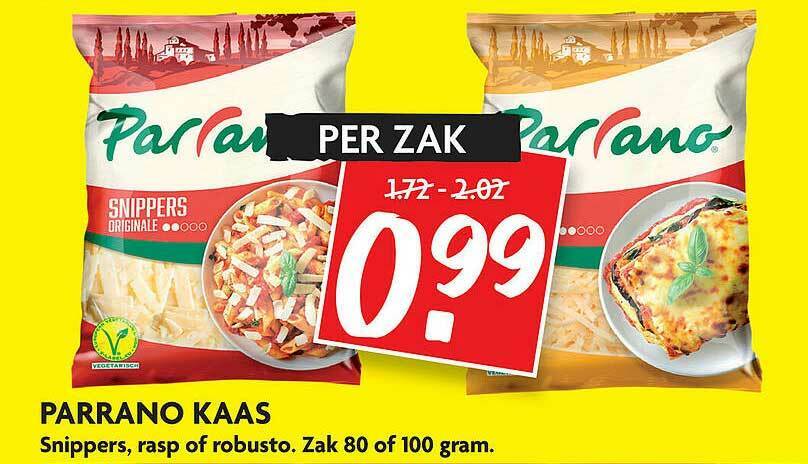 Parrano kaas snippers, rasp of robusto aanbieding bij Dekamarkt