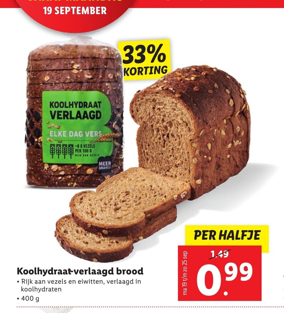 Koolhydraat-verlaagd brood 400 g aanbieding bij Lidl