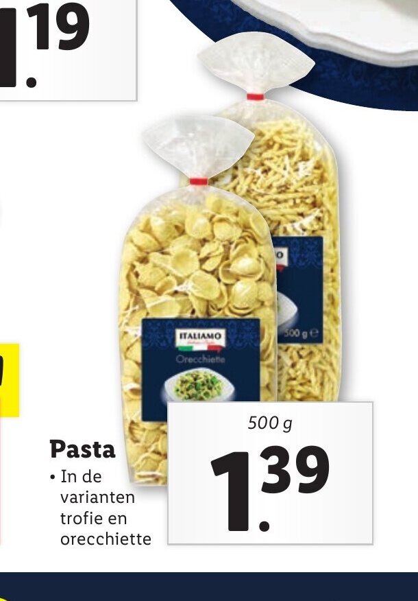 Pasta 500 g aanbieding bij Lidl