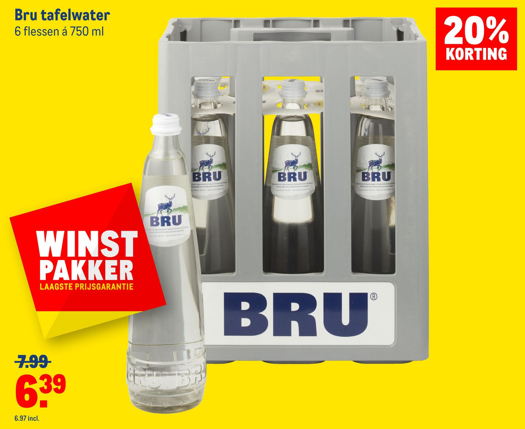 Bru tafelwater 6 flessen á 750 ml aanbieding bij Makro