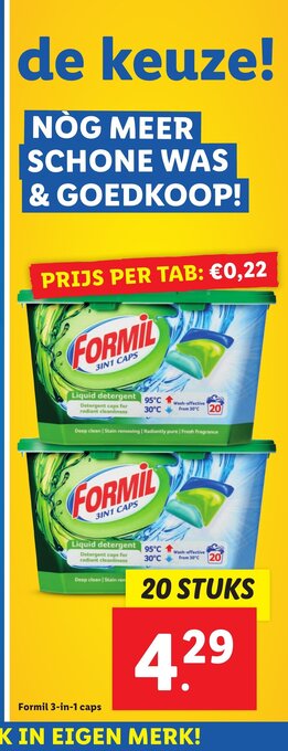 Formil 3-in-1 caps 20 stuks aanbieding bij Lidl