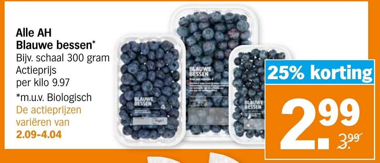AH Blauwe bessen 300g aanbieding bij Albert Heijn