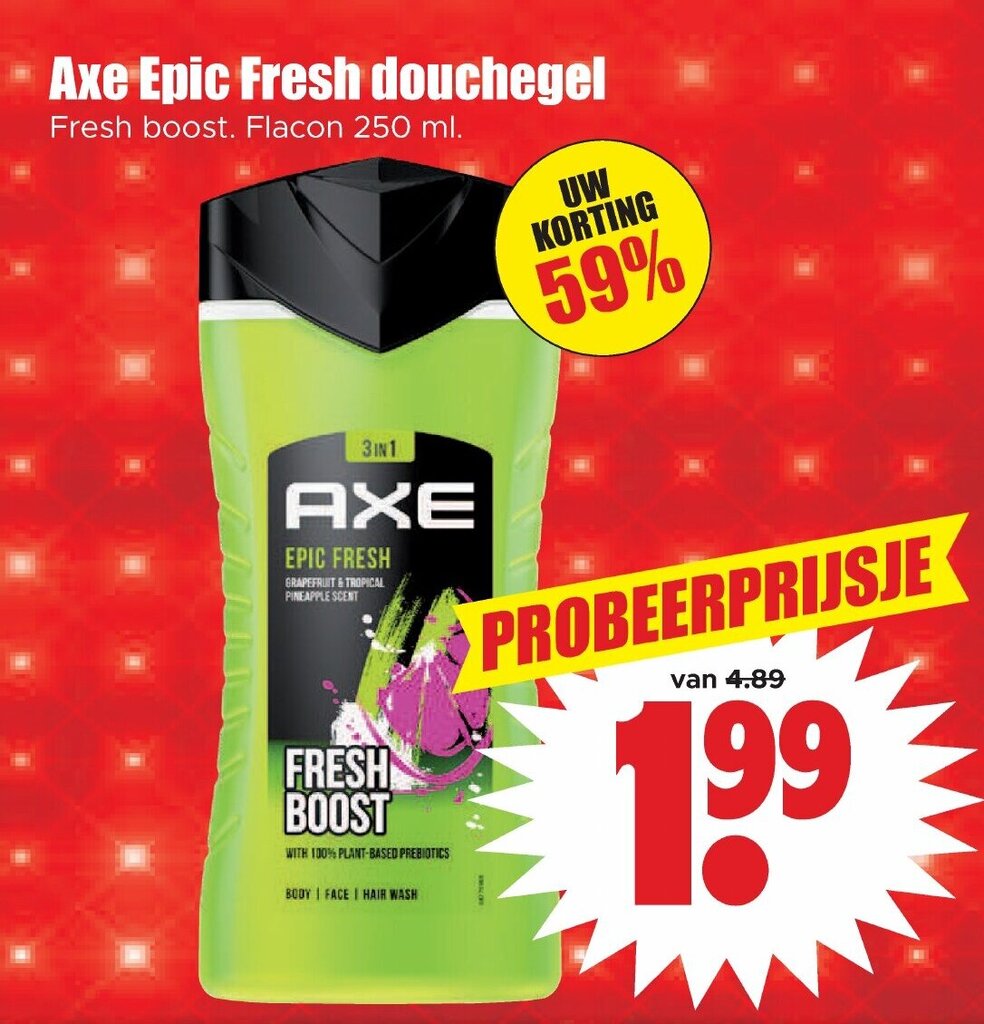 Axe Epic Fresh douchegel fresh boost 250 ml aanbieding bij Dirk