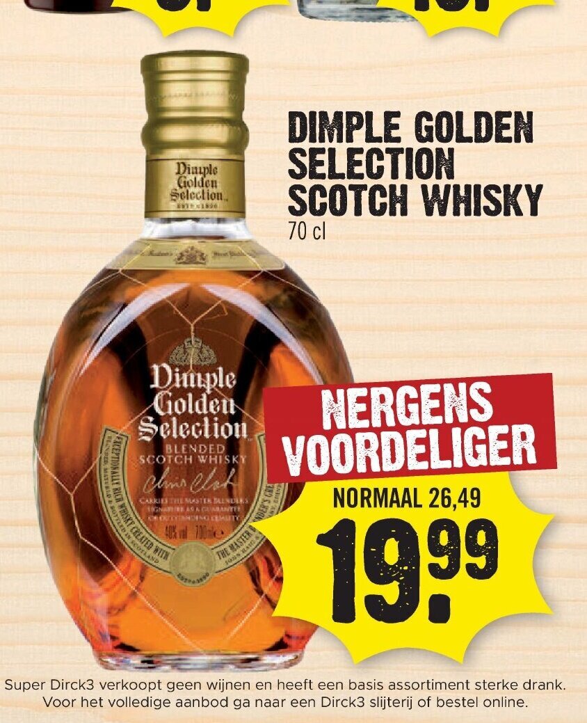 Dimple Golden Selection Scotch Whisky 70 cl aanbieding bij Dirk