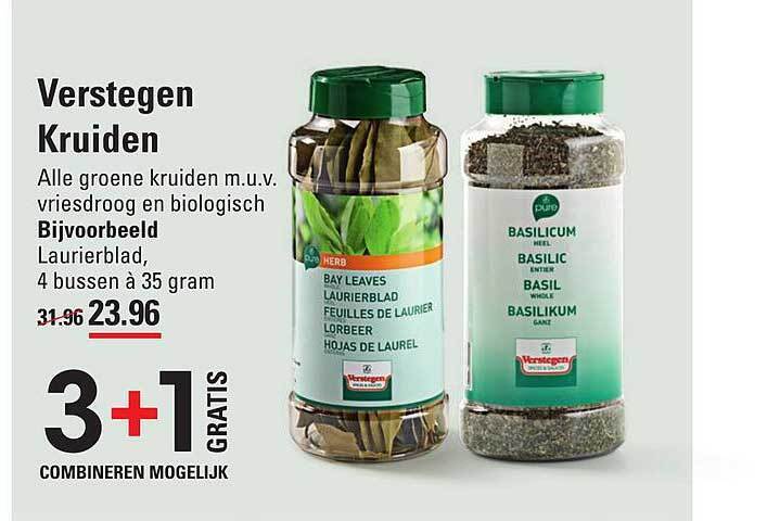 Verstegen kruiden 3+1 gratis aanbieding bij Sligro