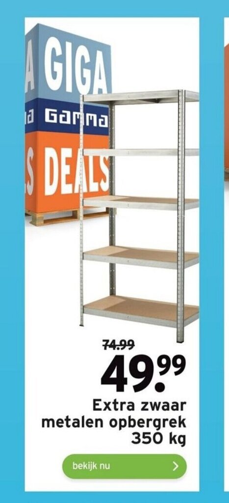 Extra zwaar metalen opbergrek 350 kg aanbieding bij GAMMA