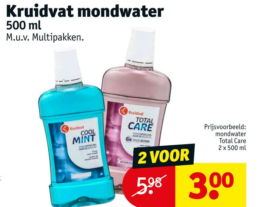 Kruidvat mondwater 500 ml aanbieding bij Kruidvat