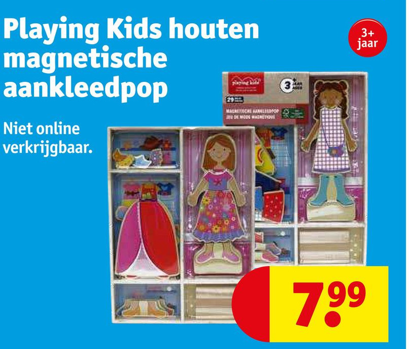 Playing kids houten magnetische aankleedpop aanbieding bij Kruidvat