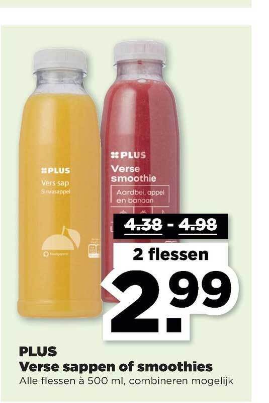 Plus verse sappen of smoothies aanbieding bij PLUS