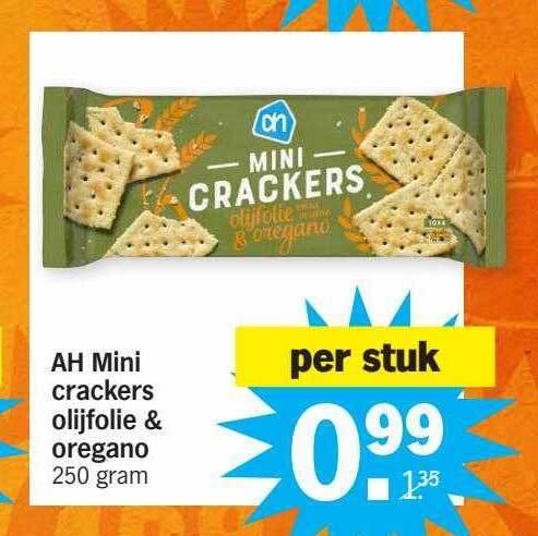 Ah mini crackers olijfolie & oregano aanbieding bij Albert Heijn