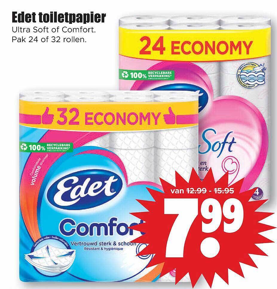 Edet toiletpapier ultra soft of comfort aanbieding bij Dirk