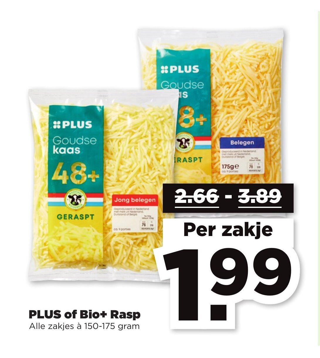 Bio+ Rasp Alle zakjes a 150-175 gram aanbieding bij PLUS