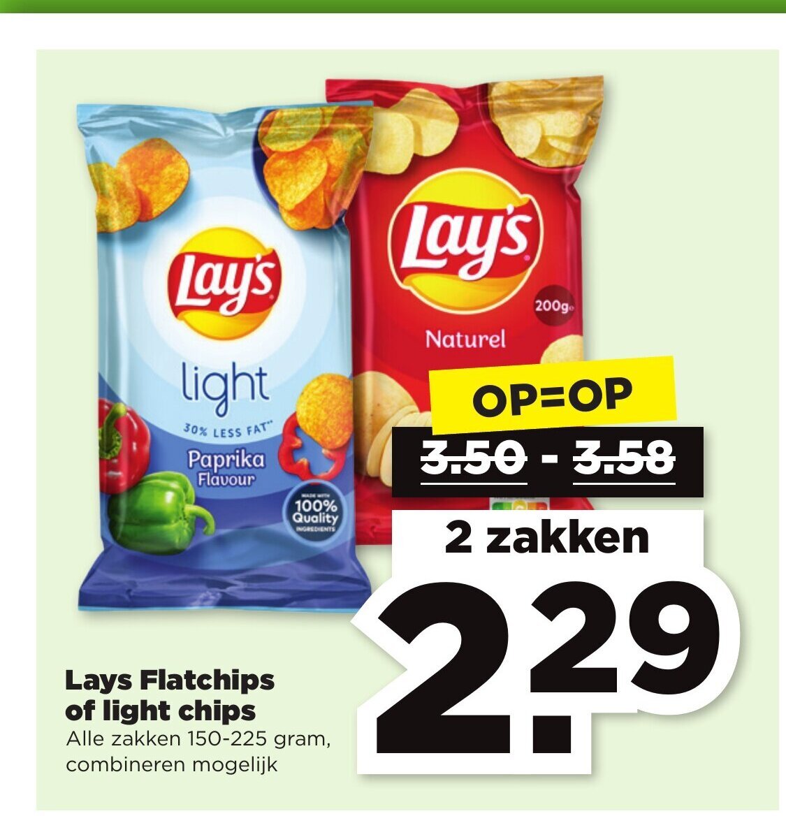 Lays Flatchips of light chips alle zakken 150-225 gram aanbieding bij PLUS