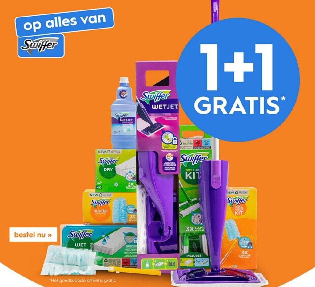 Swiffer 1+1 gratis aanbieding bij Blokker