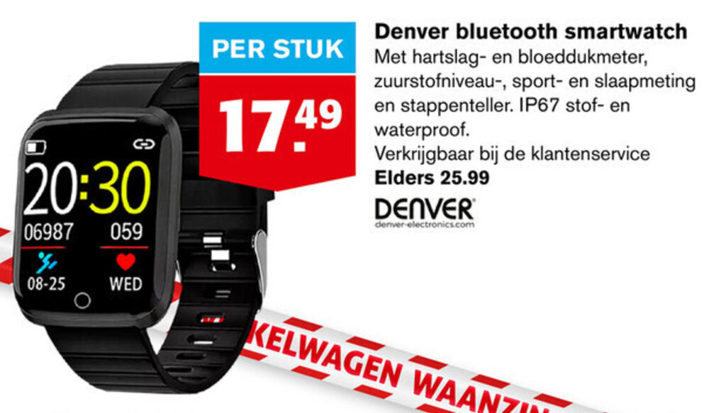 Denver bluetooth smartwatch aanbieding bij Hoogvliet