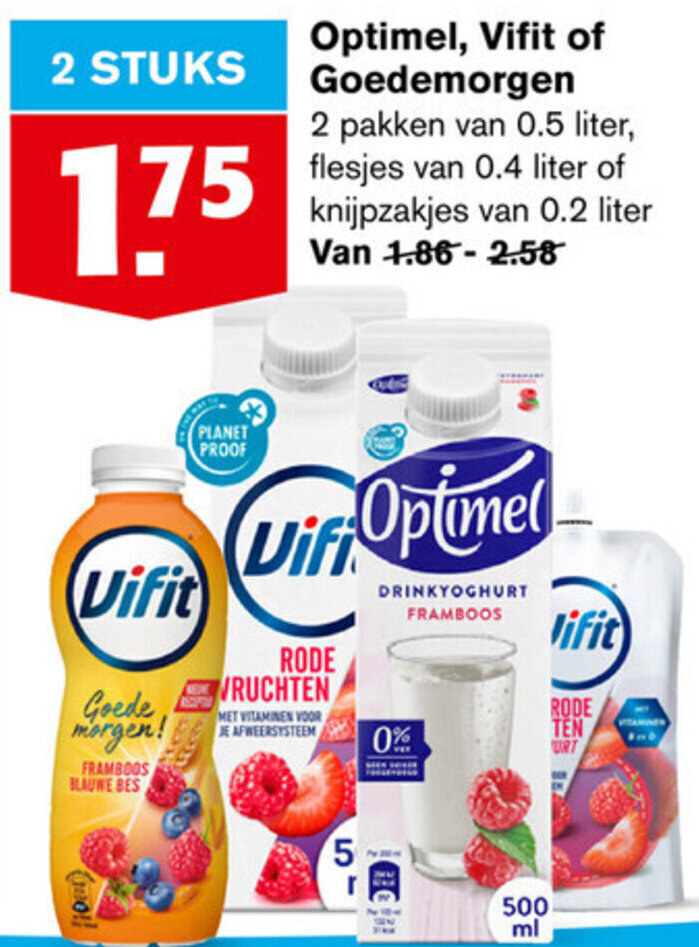 Optimel, Vifit of goedemorgen aanbieding bij Hoogvliet