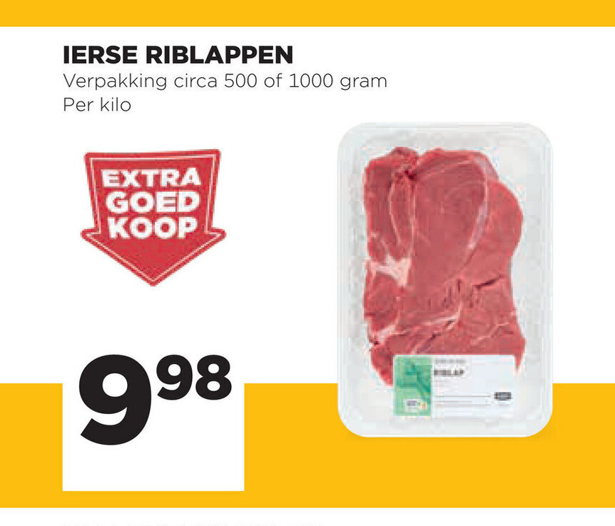 Ierse Riblappen 500 of 1000 gram aanbieding bij Jumbo