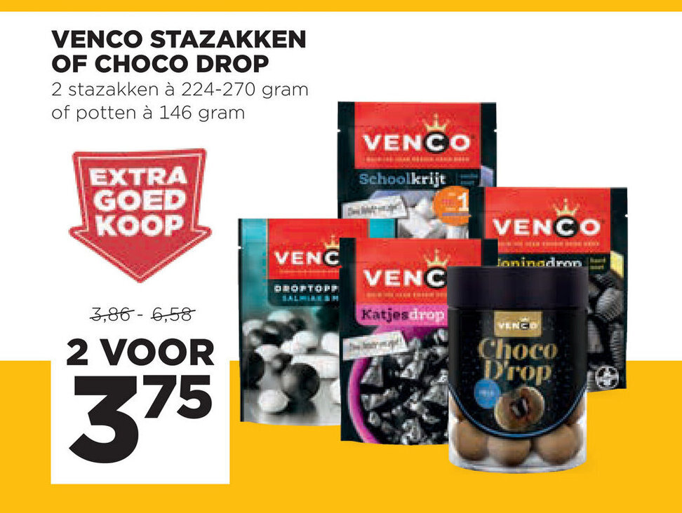 Venco Stazakken of Choco drop 2 stazakken a 224-270 gram of potten a ...