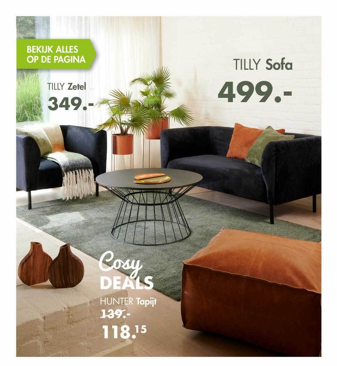 Tilly zetel, tilly sofa of hunter tapijt aanbieding bij Casa