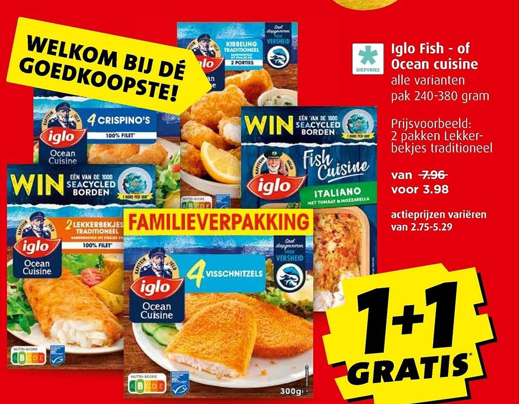 Iglo fish - of ocean cuisine pak 240-380 gram 1+1 Gratis aanbieding bij ...