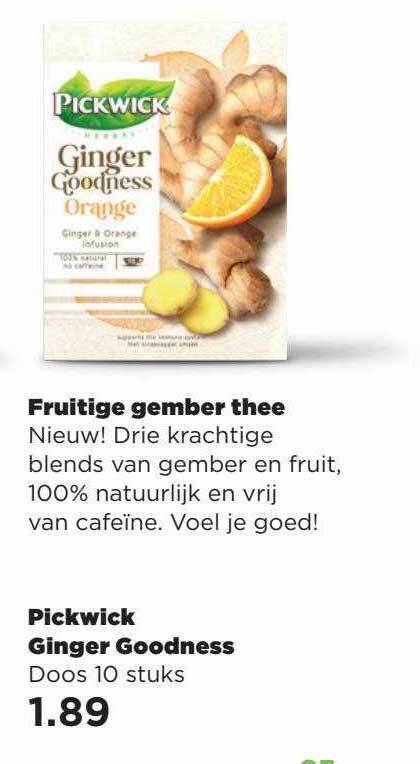 Pickwick ginger goodness aanbieding bij PLUS