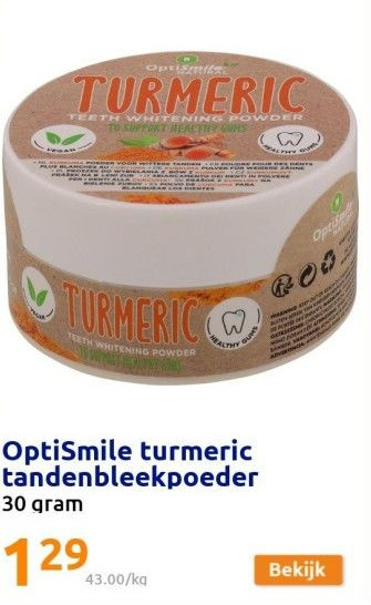 Optismile turmeric tandenbleekpoeder aanbieding bij Action