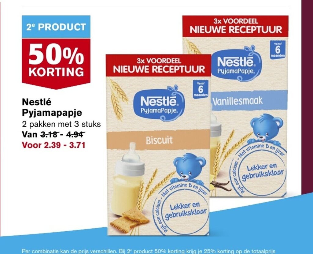 Nestle Pyjamappapje 2 pakken met 3 stuks aanbieding bij Hoogvliet