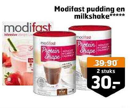Modifast pudding en milkshake aanbieding bij Trekpleister