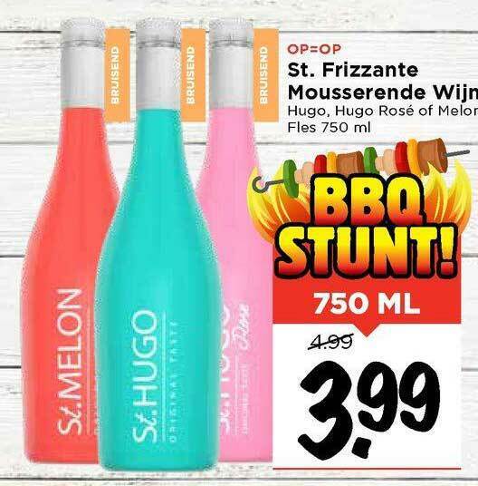 St. Frizzante Hugo, Hugo Rosé Of Melon Mousserede Wijn aanbieding bij Vomar