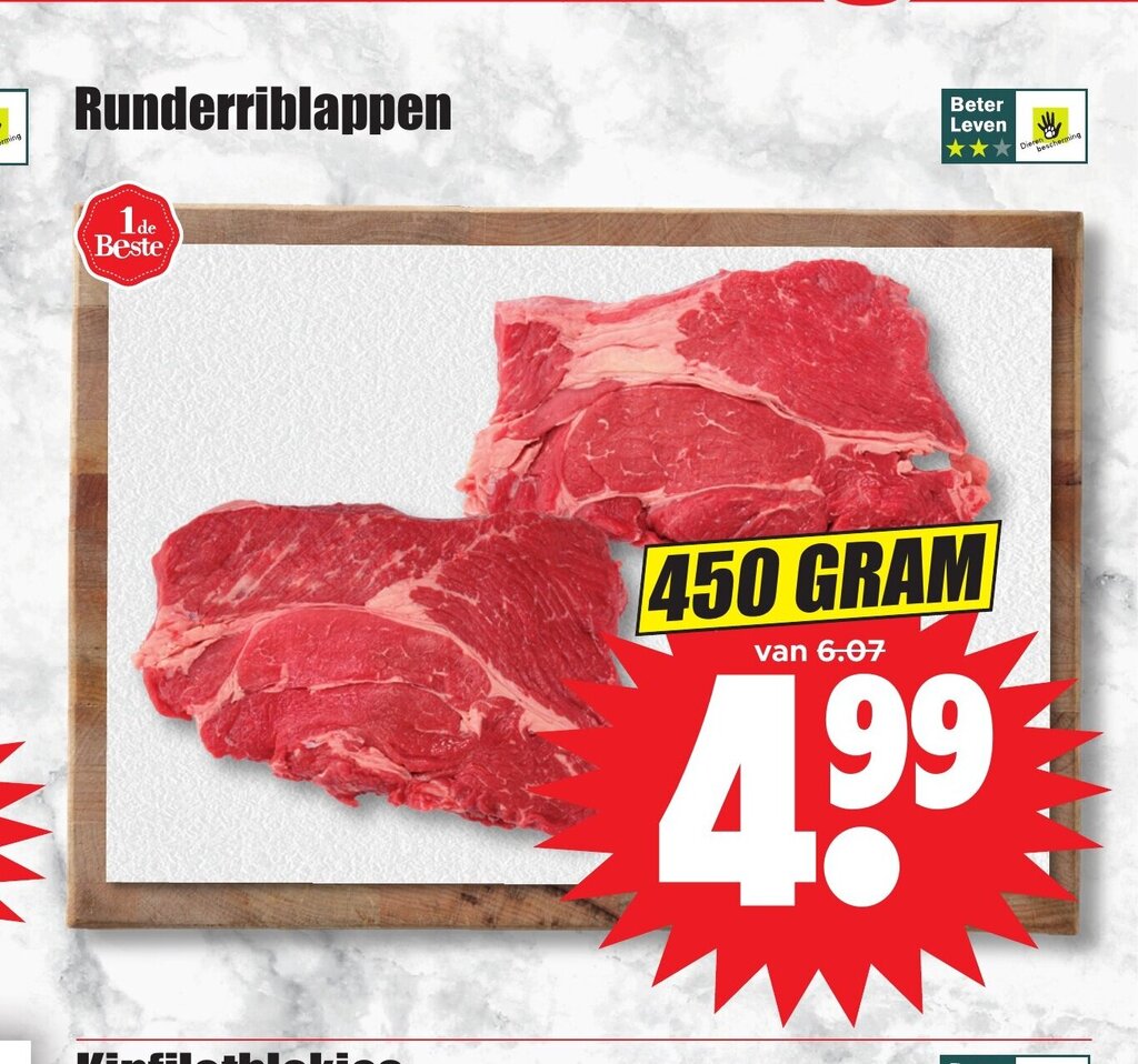 Runderriblappen 450 gram aanbieding bij Dirk