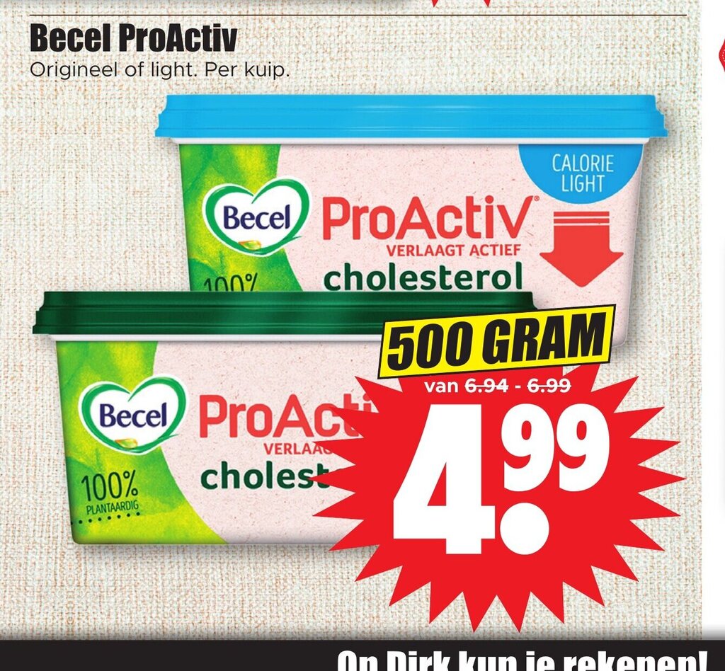 Becel ProActiv 500 gram aanbieding bij Dirk