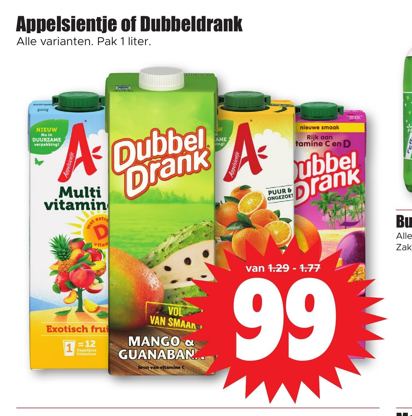 Appelsientje of Dubbeldrank 1 liter aanbieding bij Dirk