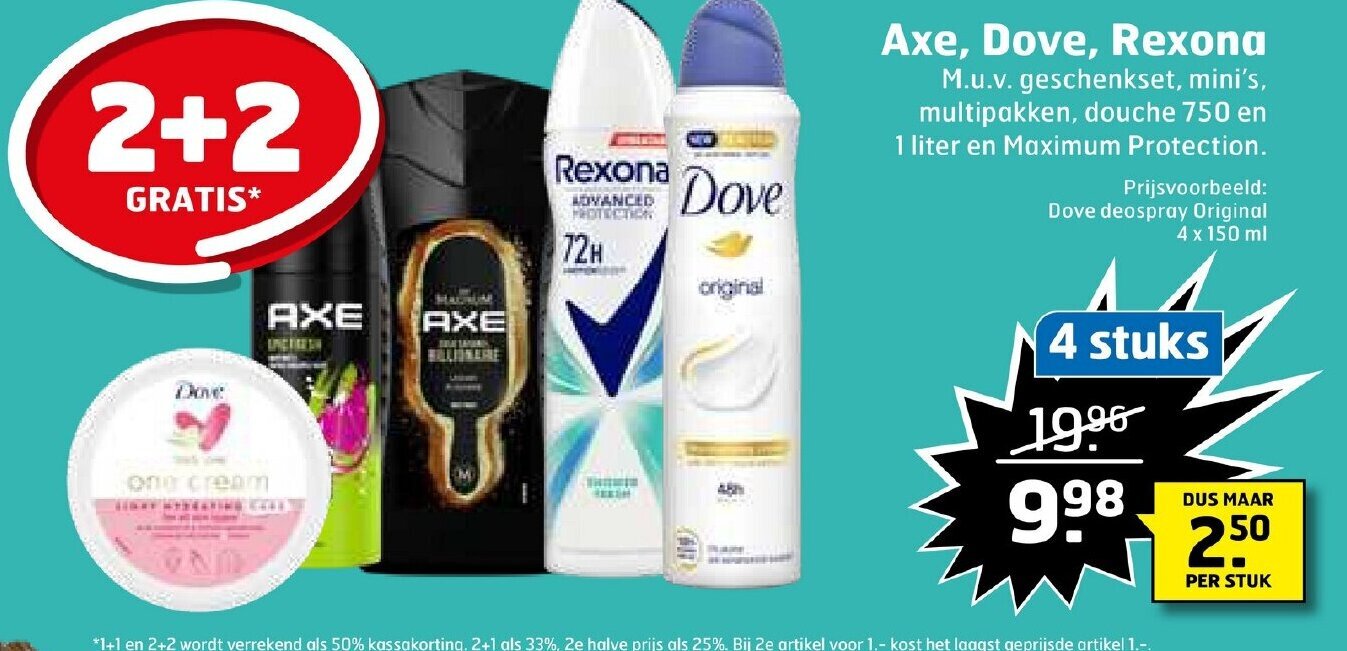 Axe, dove, rexona aanbieding bij Trekpleister
