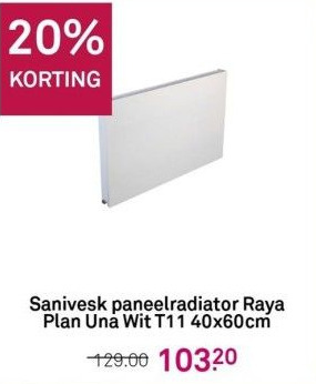 Sanivesk paneelradiator raya plan una wit t11 40x60cm aanbieding bij Karwei