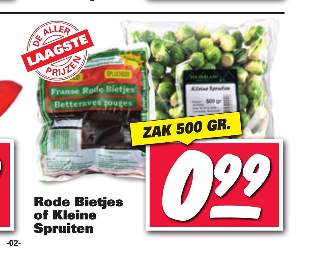 Rode Bietjes of Kleine Spruiten 500 gram aanbieding bij Nettorama