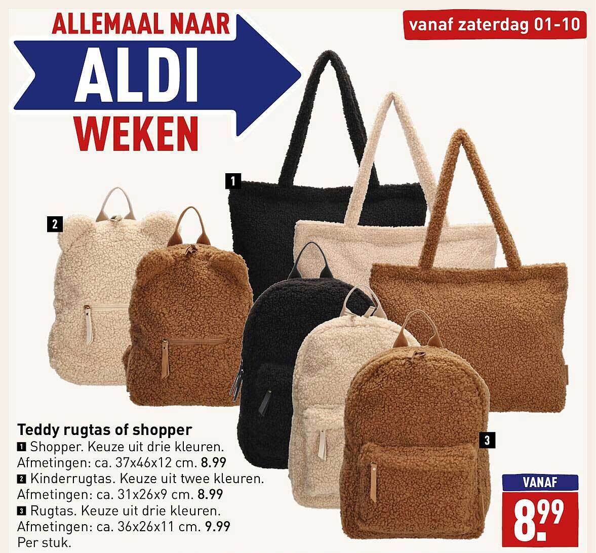 Teddy rugtas of shopper aanbieding bij ALDI