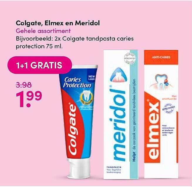 Colgate, elmex en meridol 1+1 gratis aanbieding bij Drogisterij Visser