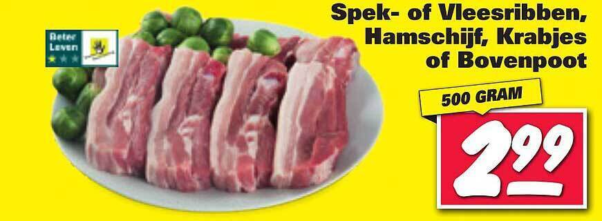Spek- of vleesribben, hamschijf, krabjes of bovenpoot aanbieding bij ...