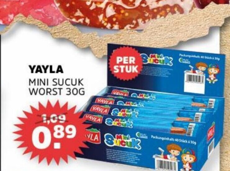 Yayla mini sucuk worst 30G aanbieding bij Sahan Supermarkten