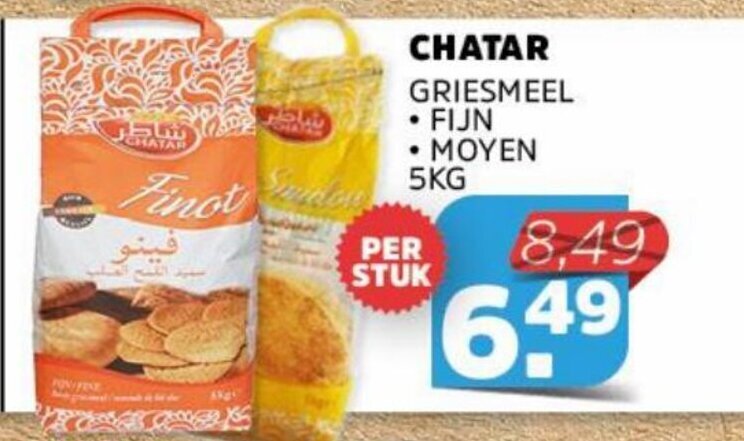 Chatar griesmeel fijn aanbieding bij Sahan Supermarkten