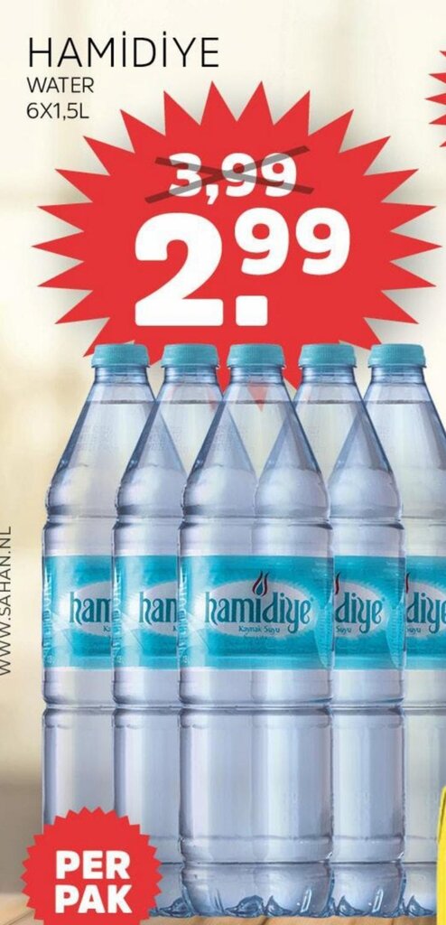 Hamidiye water 6x1.5L aanbieding bij Sahan Supermarkten
