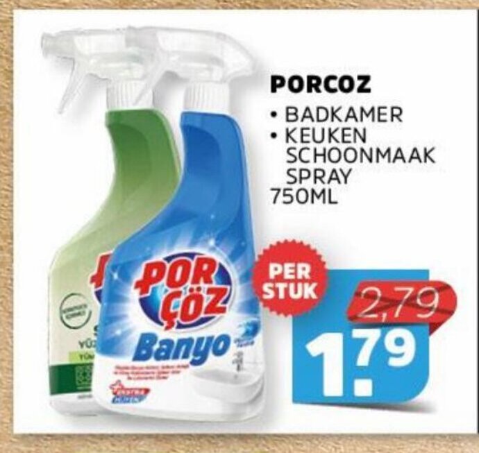 Porcoz badkamer 750ML aanbieding bij Sahan Supermarkten