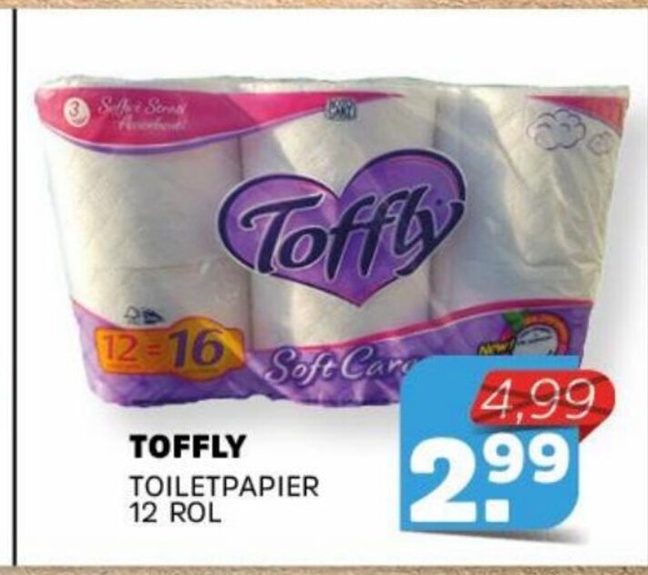 Toffly toiletpapier 12 rol aanbieding bij Sahan Supermarkten