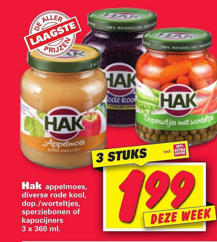 Hak Appelmoes, Diverse Rode Kool, Dop.-Worteltjes, Sperziebonen Of ...